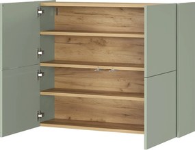 Šedozelená matná závěsná skříňka 97x79x27 cm Binetto – Germania