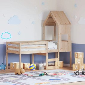 Patrová postel se střechou 75 x 190 cm masivní borové dřevo 3282019