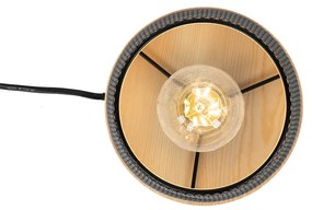 Designová stolní lampa černá se dřevem - Bosk