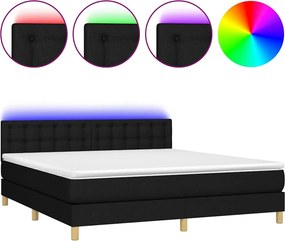 Box spring postel s matrací a LED černá 180x200 cm textil 3134055