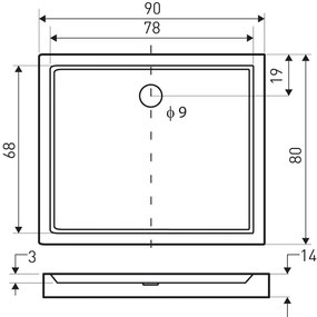 Novoterm Obdélníková akrylátová sprchová vanička NV-Victor 90x80 bílá