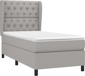 Box spring postel s matrací světle šedá 80 x 200 cm textil 3128157