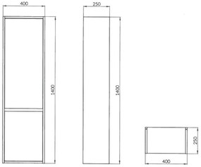 Cersanit - Crea, vysoká skříňka, bílý lesk, S924-022