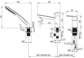 Deante Arnika, 3-otvorová vanová baterie, černá matná, DEA-BQA_N13M