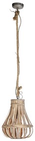 Venkovská závěsná lampa dřevo s lanem 34cm - Excalibur