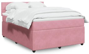 Box spring postel s matrací růžová 160x200 cm samet 3290087