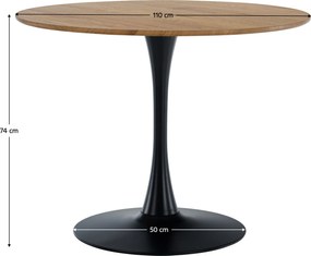Jídelní stůl, kulatý, dub/černá, průměr 110 cm, REVENTON NEW