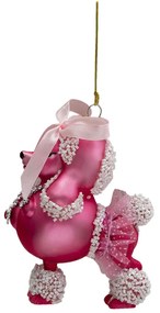 Růžová vánoční ozdoba ve tvaru psa - Ø 10*7*14 cm