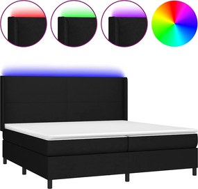 Box spring postel s matrací a LED černá 200x200 cm textil 3138183