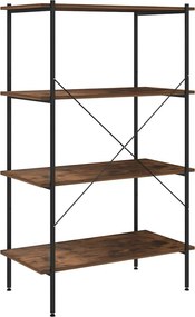 Policový regál se 4 policemi černý a přírodní 80 x 40 x 130 cm 336345