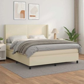 Box spring postel s matrací krémová 160x200 cm umělá kůže 3132389