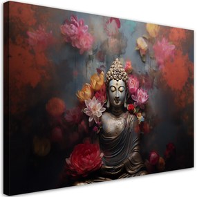 Gario Obraz na plátně Budha obklopen květinami Rozměry: 60 x 40 cm