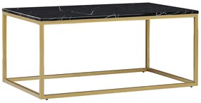 Konferenční stolek, černý a zlatý s mramorovým efektem DELANO