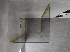 Mexen Mist-B Duo, 2-křídlý ​​výklopný sprchový kout 80 x 80 cm, čiré sklo, zlatý matný profil, 8A2-080-080-55-00