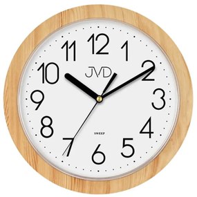 Nástěnné netikající tiché hodiny JVD quartz H612.18 imitace dřeva světlé SKLAD