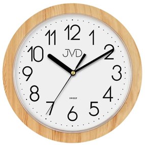 Nástěnné netikající tiché hodiny JVD quartz H612.18 imitace dřeva světlé