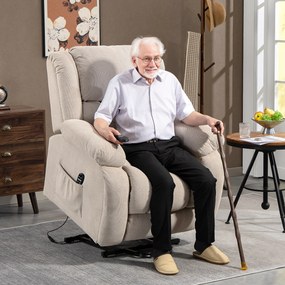 HOMCOM masážní a nastavitelný křeslo se dvěma kapsami a dálkovým ovládáním, 93x104x105 cm, béžová
