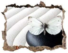Wallmuralia Díra 3D fototapeta nálepka Kámen zen a motýl 95x64 cm