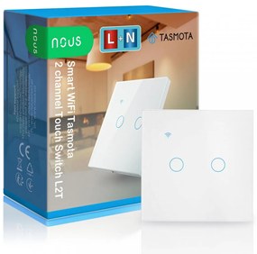 Nous l2t wifi smart světelný vypínač s tasmota firmwarem (2 kanály) nous-l2t