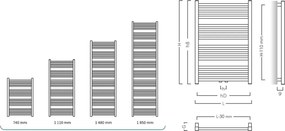 Hopa Stick koupelnový radiátor 500 x 1110 mm středové připojení barva černá RADSTI501131SP