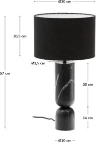 Černá mramorová stolní lampa s textilním stínidlem (výška 57 cm) Vex – Kave Home