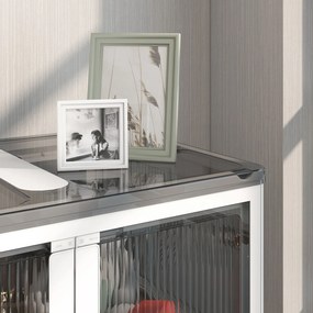 Úložný box Outsunny 69L stohovatelná truhla s kolečky, skládací, 5stranný přístup, bílá| Aosom
