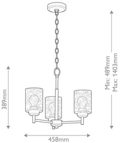 Kichler KL-WINSLOW3-NBR - Lustr na řetězu WINSLOW 3xE27/60W/230V mosaz