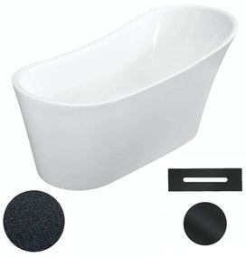 Besco Akrylátová volně stojící vana Calima Glam G 170x74 Barva: Bílá/grafit, Rozměry (cm): 170x74, Typ a barva výpustě: Click-Clack s přepadem, černá