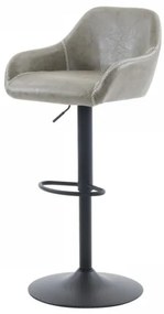 Barová židle šedá látka dekor vintage kůže chromová podnož AUB-716 GREY3