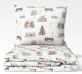 TOP Bavlněné povlečení WINTER COLLECTION 140x200+70x90 Hnědá chaloupka