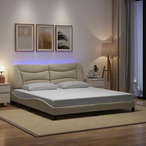 Rám postele s LED bez matrace Hvar Cream 180x200 cm Látka 3213723