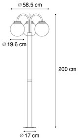 Lucerna černá s čirým sklem 200 cm 3-světlo IP44 - Sfera