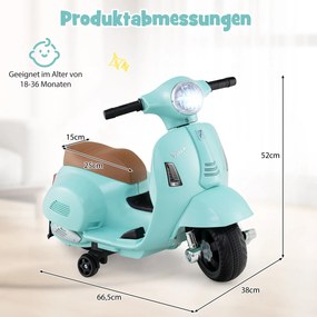 Costway Licencovaná dětská elektrická motorka Vespa 6 V bateriový motocykl