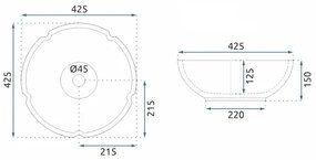 REA-U7504 - Umyvadlo na desku FELICIA pr. 42,5 cm keramika/květovaný vzor