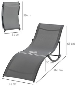 Outsunny sada 2 lehátek zahradní lehátka látková relaxační lehátka ergonomická hliníková Texteline tmavě šedá 165 x 61 x 63 cm | Aosom