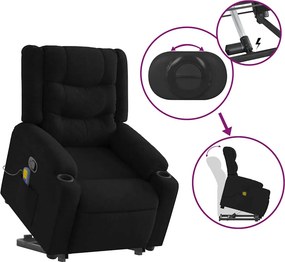 Zvedací masážní polohovací křeslo černé textil 3206578