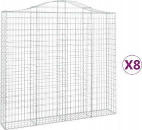 vidaXL Gabionové koše, 8 ks, 200 x 30 x 180/200 cm, galvanizované železo