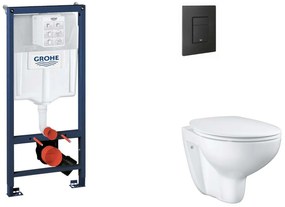 Grohe Rapid SL - Set předstěnové instalace, klozetu, sedátka SoftClose a tlačítka Even, phantom black SANI11BB5113