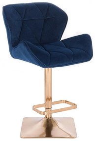 LuxuryForm Barová židle MILANO VELUR na zlaté hranaté podstavě - modrá