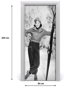Fototapeta na dveře žena lyže 85x205 cm