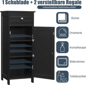 Costway Koupelnová podlahová skříňka Volně stojící s 1 velkou zásuvkou a 2