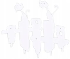 Furnigo Ocelový nástěnný věšák kočky 30x40cm bílý