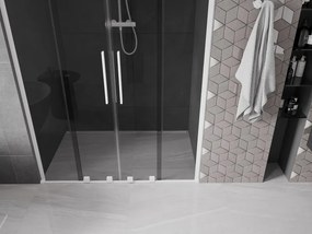 Mexen Velar L Duo, posuvné sprchové dveře do otvoru 150 cm, 8mm šedé sklo, bílá matná, 871-150-003-42-20