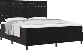 Postel s boxspringem s matrací s čelo Černý 180 x 200 cm samet 3339784