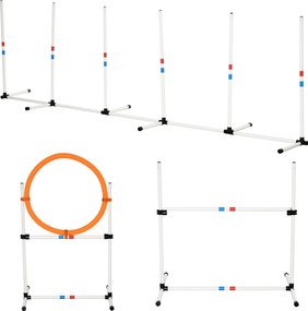 PawHut 3dílná souprava pro trénink agility pro psy včetně snadno přenosné tašky - plastová Bílá+Žlutá | Aosom