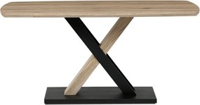 Stůl jídelní, kovové nohy, MDF, 3D dekor dub san remo, černý lak. (165 x 90) cm