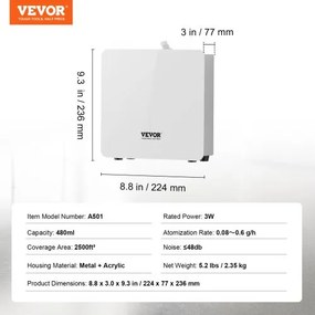Domácí aroma difuzér 480ML Difuzér studeného vzduchu 232,3 m² bez vody