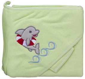 Scarlett Froté ručník - delfín s kapucí Zelená