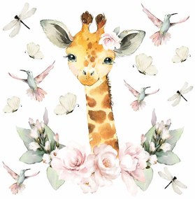 Gario Dětská nálepka na zeď Animals among flowers - žirafa