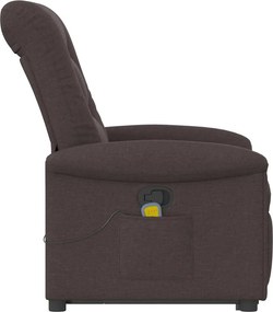Zvedací masážní polohovací křeslo tmavě hnědé textil 3303269